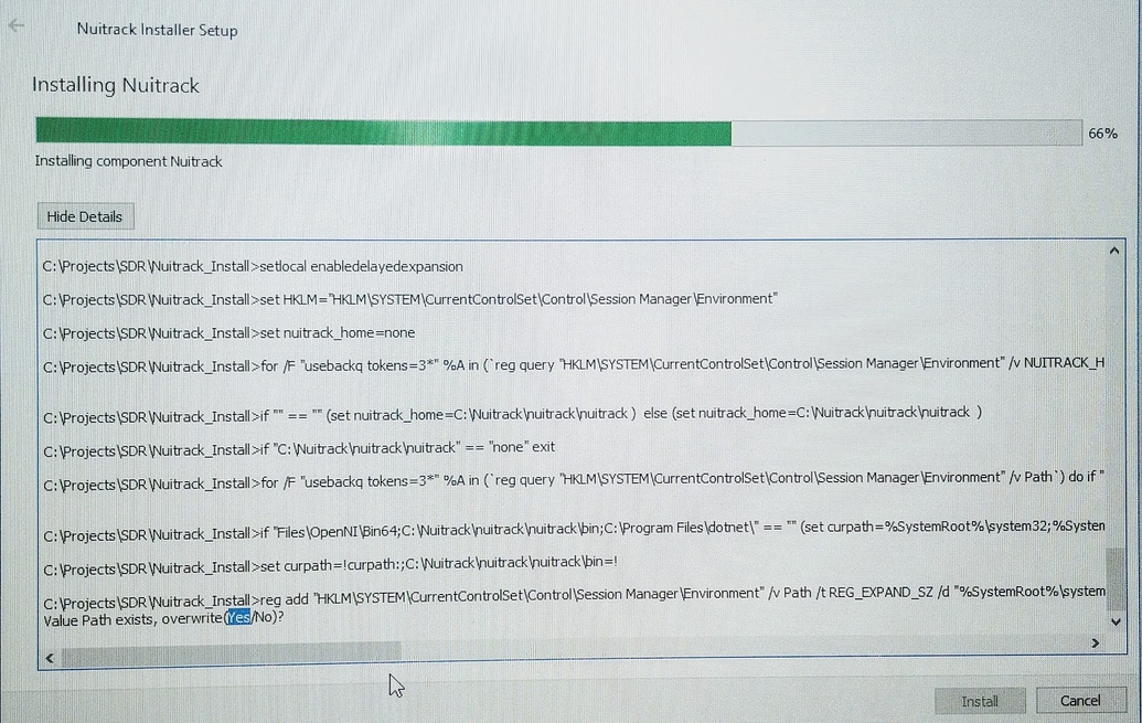 Installation freezes at 66% - Reporting Software Issues - Nuitrack