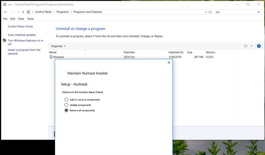 Nuitrack Uninstaller, no buttons - Reporting Software Issues - Nuitrack